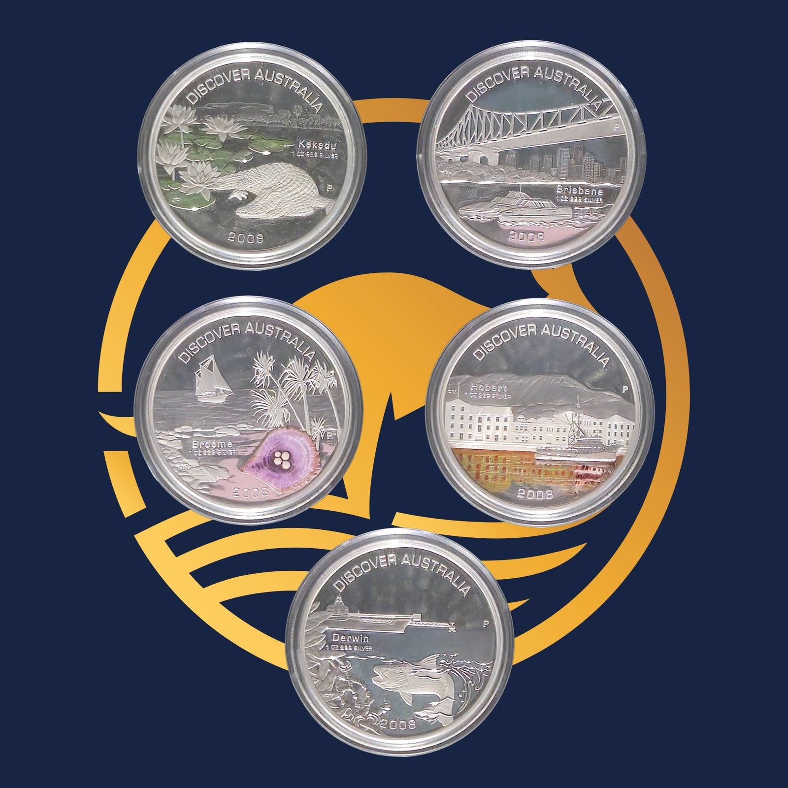 2006-2008 Perth Mint Discover Australia 1oz Silver 15-Coin Proof Set ...